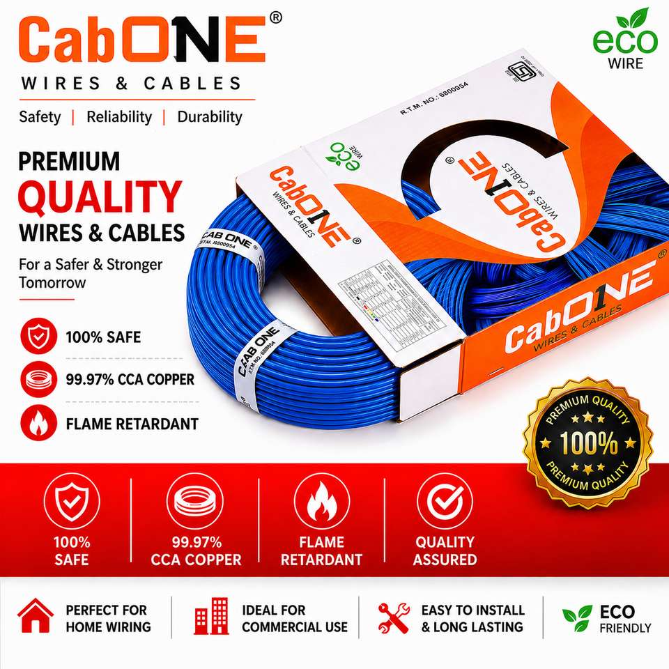CabONE Lite 1.0 Sqmm Electrical Wire|90m|Single Core|Copper|FR PVC ...
