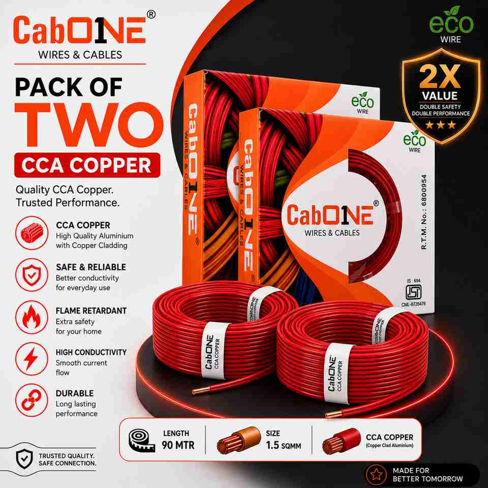 CabONE COPPER 1.5 Sqmm |90 MTR |FR PVC |Multi Strand Electrical Wire ...