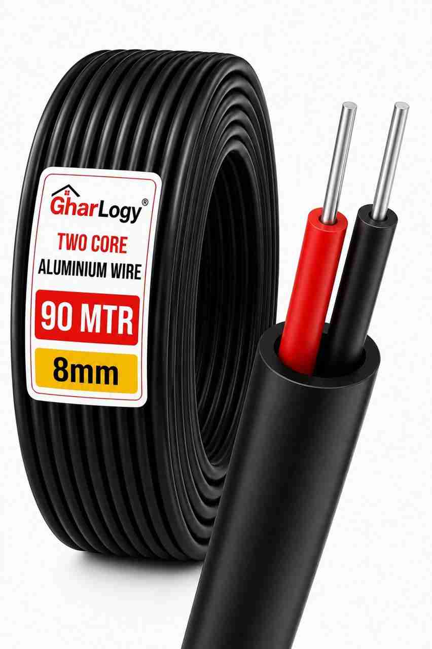 GrahLogy 8mm 90 Mtr 2 Core Aluminium Wire PVC Insulated, Best Quality ...