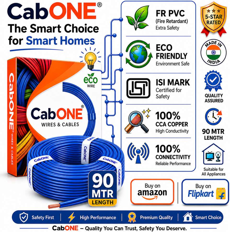 CabONE Lite 2.5 Sqmm Electrical Wire|90m|Single Core|Copper|FR PVC ...