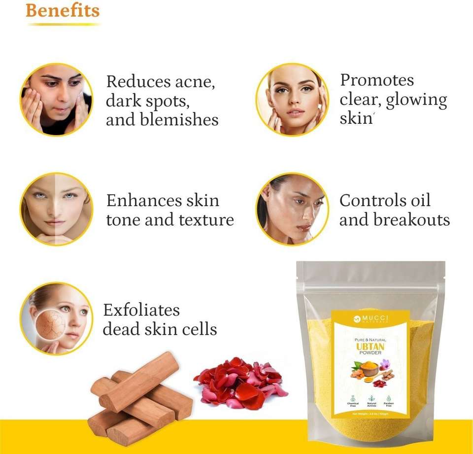 Mucci Ubtan Powder for Skin Whitening,Tan, Reduces Scars, Dark Circles ...