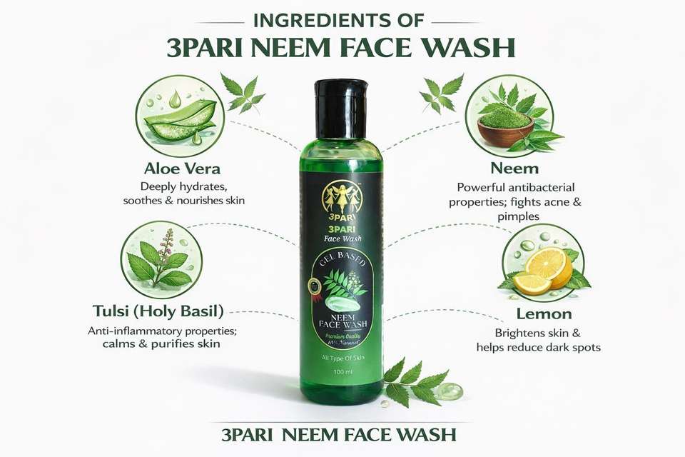 3PARI 100% Neem Aloe Vera for Clear Skin | Anti Acne, Oil Control ...