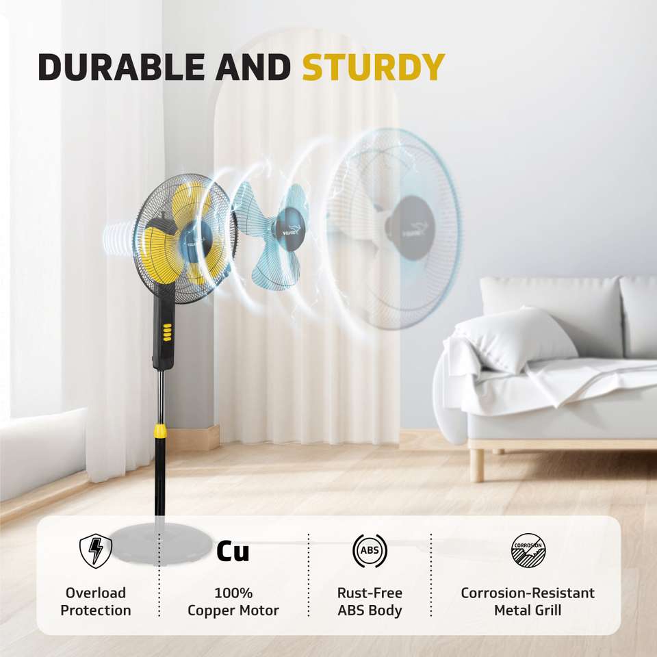 V-Guard Esfera STS Plus Neo | (Yellow Black) | 2-in-1 | Floor Stand ...