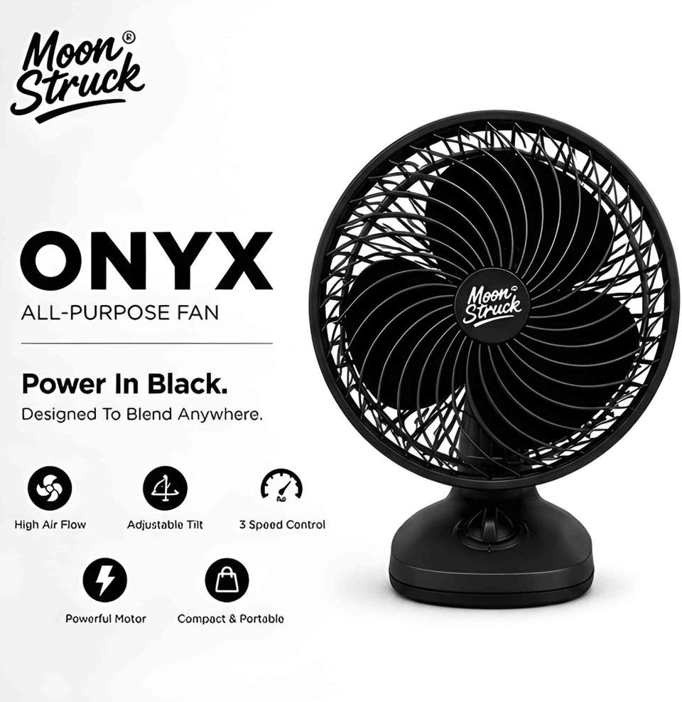 Moonstruck Onyx 9 Inch All Purpose Fan | Table & Wall Mount| Made in ...