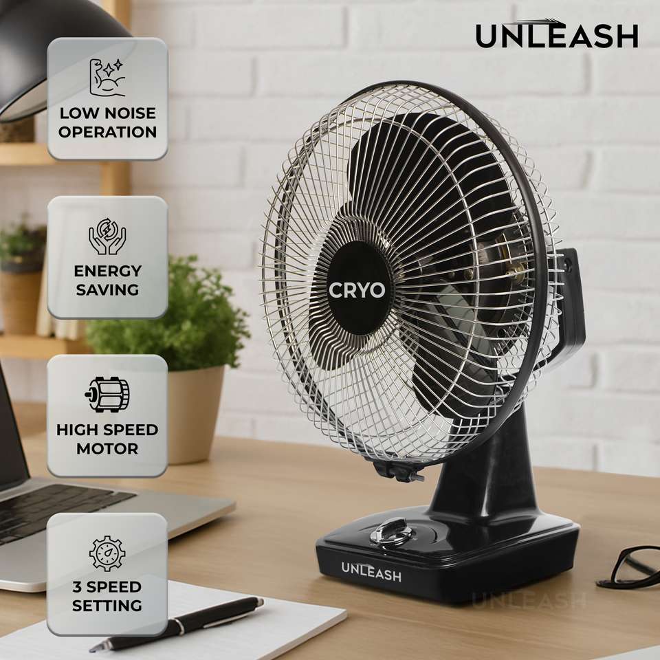 unleash CRYO HIGH SPEED | 9 INCH 230 MM | METAL JAALI | TABLE FAN FOR ...