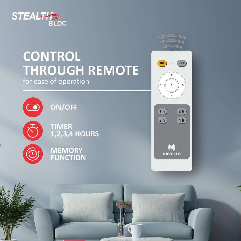 HAVELLS Stealth Air|Remote Controlled|Memory Backup|Low Noise|Upto 55% ...