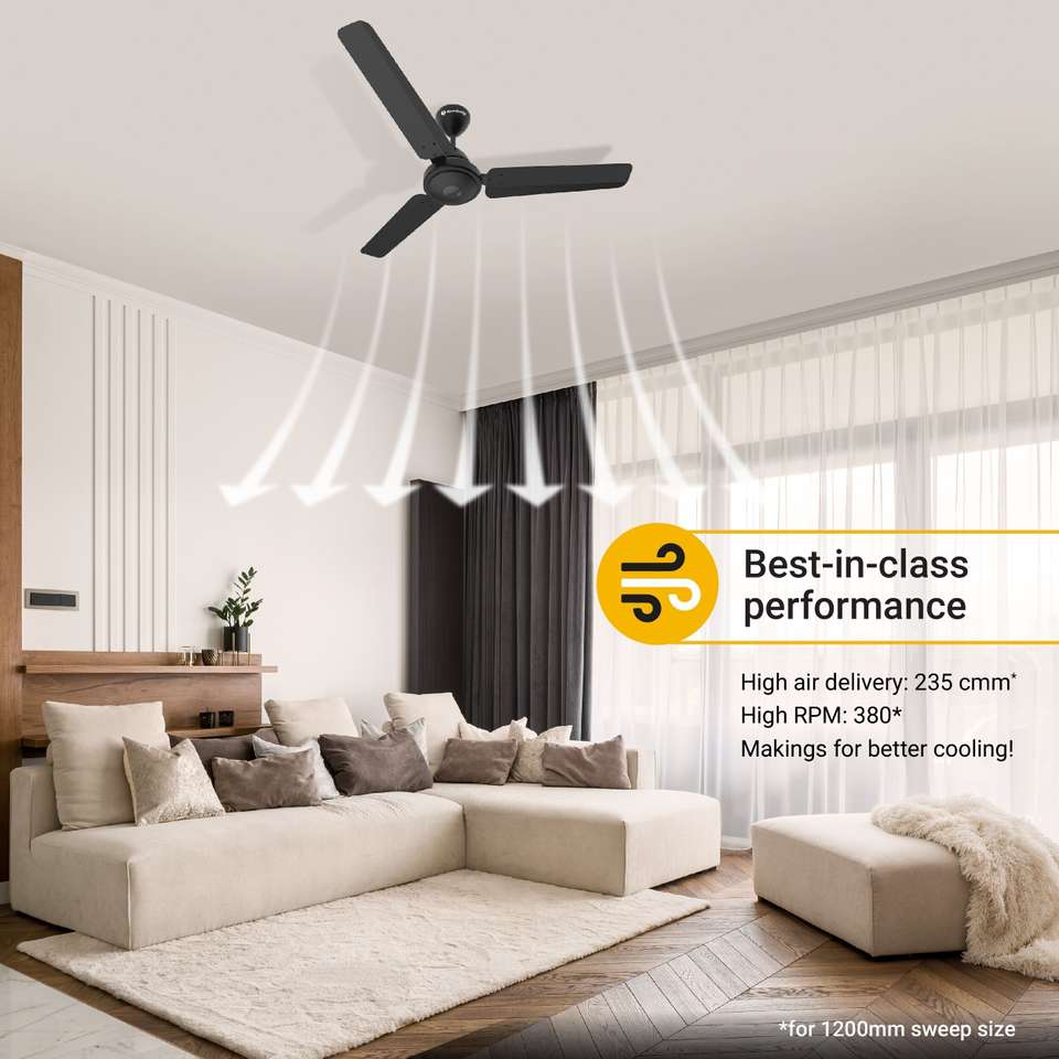 Atomberg Efficio Ceiling Fan 1200MM - Midnight Black with 3 Year ...
