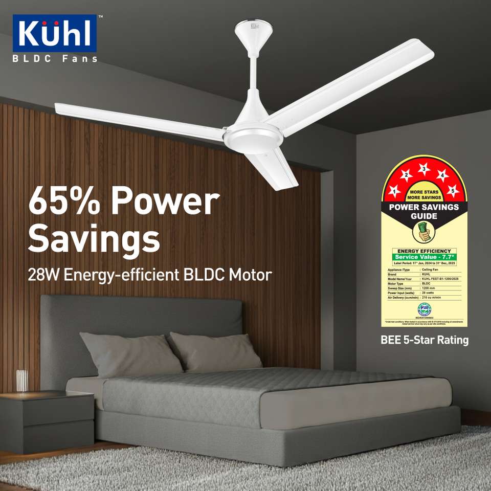 KUHL Fest B1 Power Saving BLDC Ceiling Fan |28W|365 RPM | Remote ...