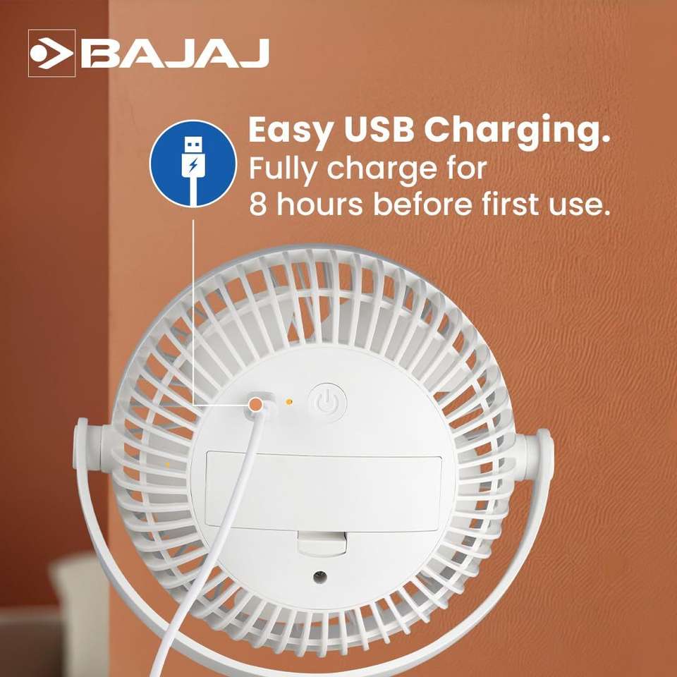 BAJAJ PYGMY MINI FAN BLUE 110 mm 3 Blade Table Fan, White with 2 Year ...