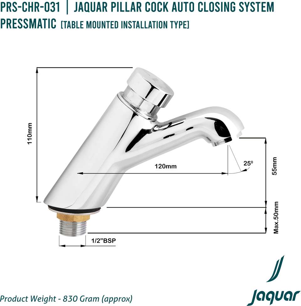 Jaquar Pillar Cock Auto Closing System Pressmatic | PRS-CHR-031 Flush ...