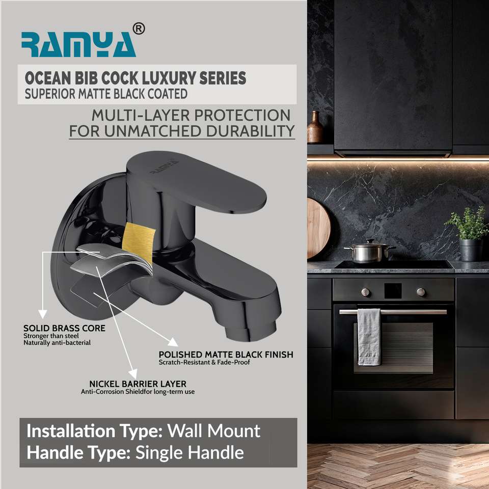 Ramya Ocean Bib Cock Tap Brass Luxury Series Superior Matte Black ...