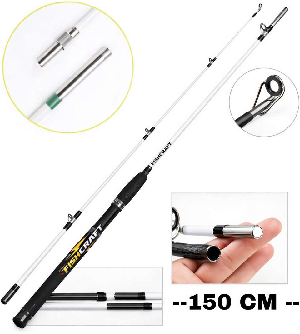 FISHCRAFT SeaKing Pro 150cm / 5ft Telescopic Fishing Rod Combo set with ...