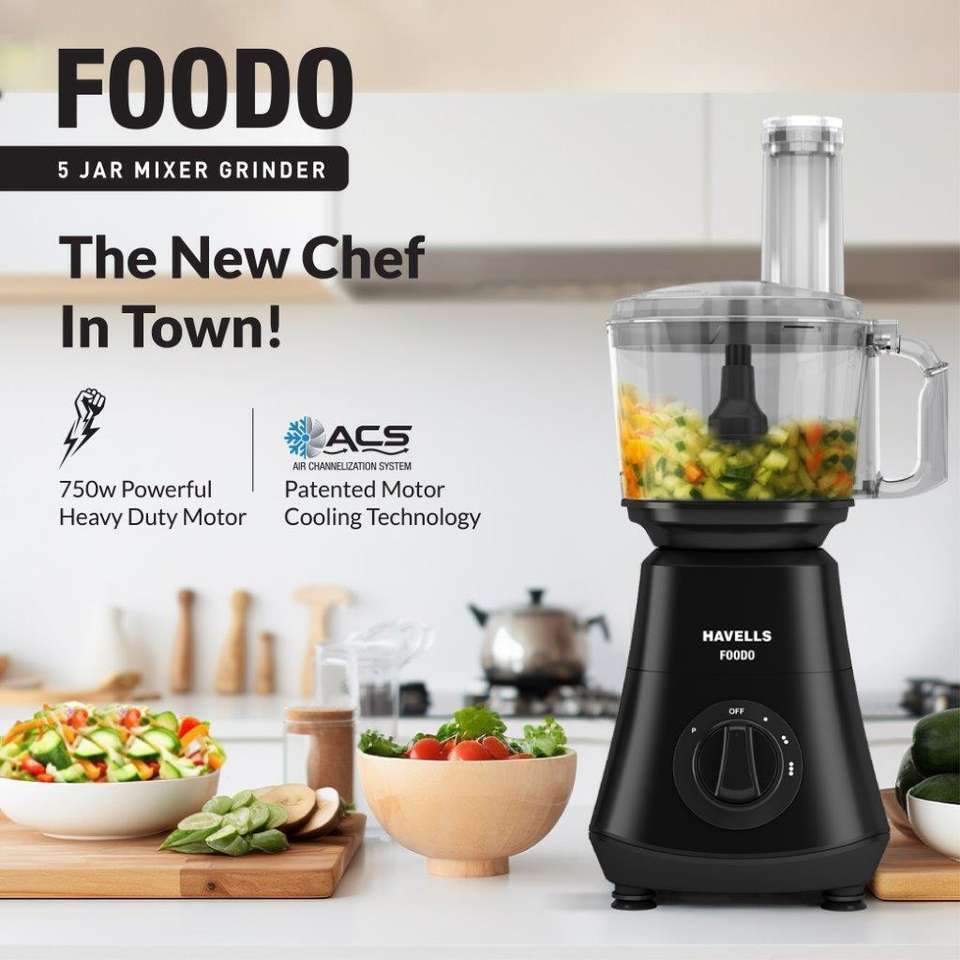 HAVELLS Foodo 750 Watt Food Processor (Black) 750 W Food Processor ...