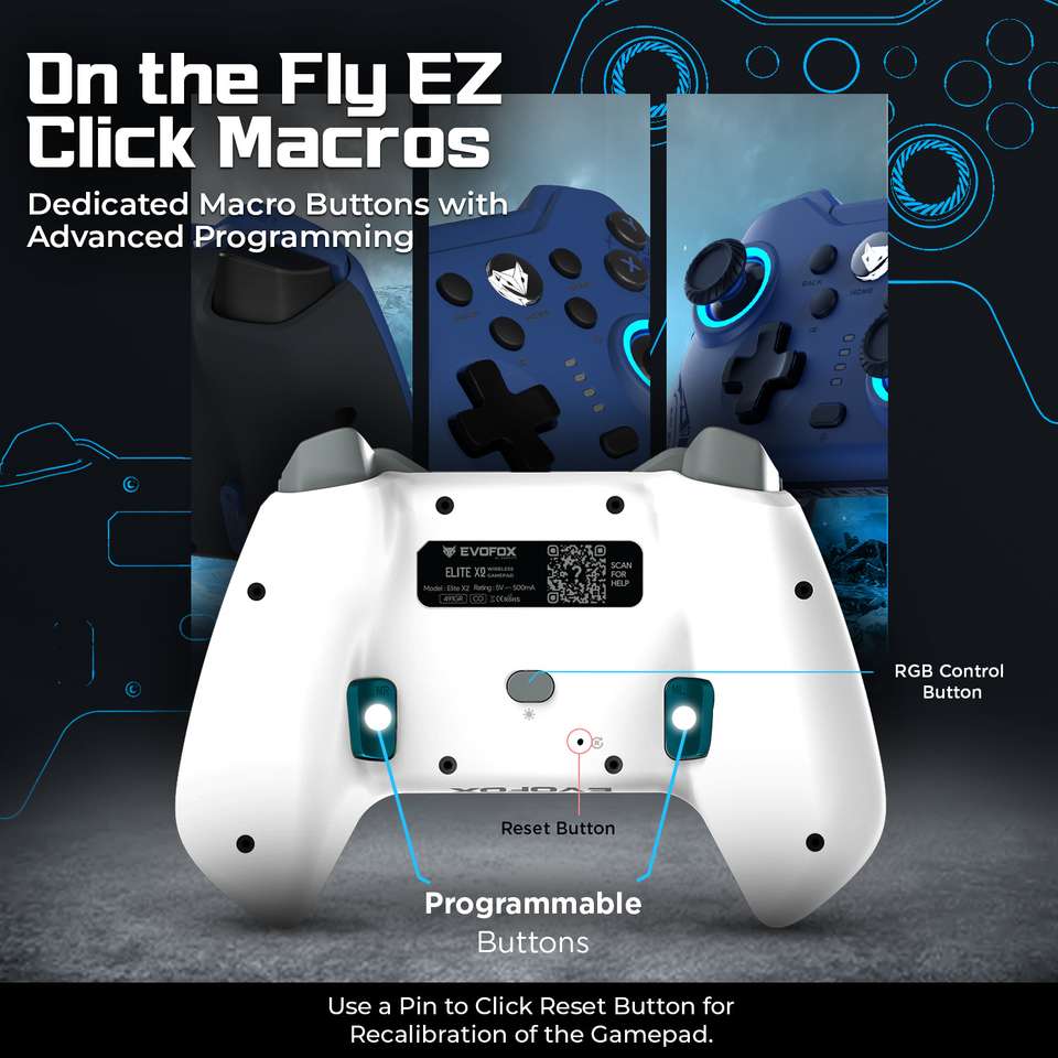 EVOFOX Elite X2 PC Wireless & Wired USB-C Hallsense™ Magnetic Joysticks ...