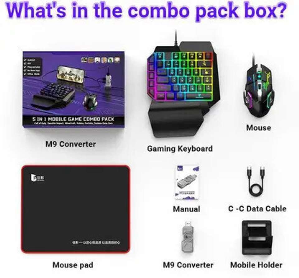 HG WORLD Gaming Keyboard Mouse Converter 5 in 1 Mobile Game Combo Pack ...