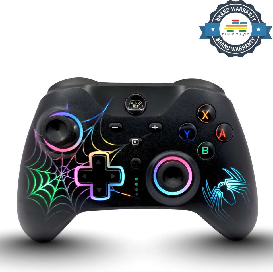 Timkolas Wireless Gaming Controller with RGB LED Lights Compatible &PC ...