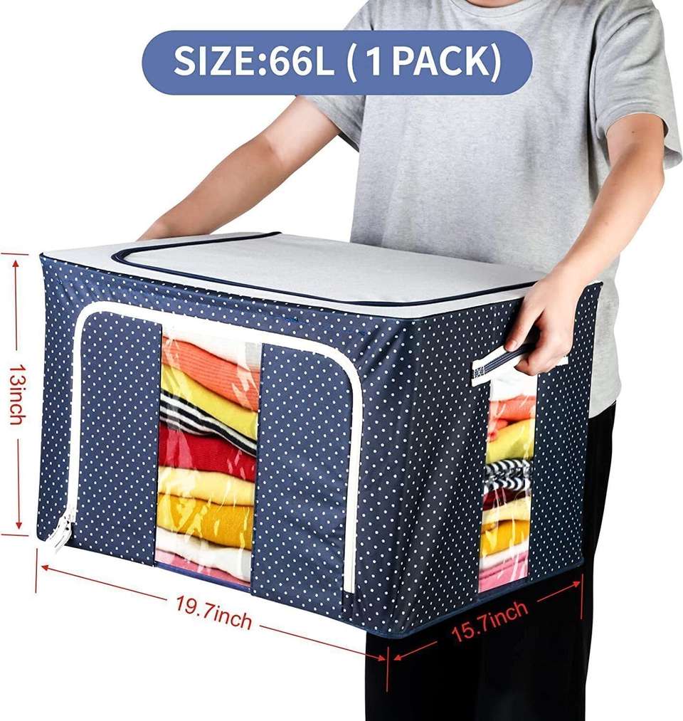 Vervita PACK OF 4 Clothes Storage Bag Organizer with Steel Frame Oxford ...