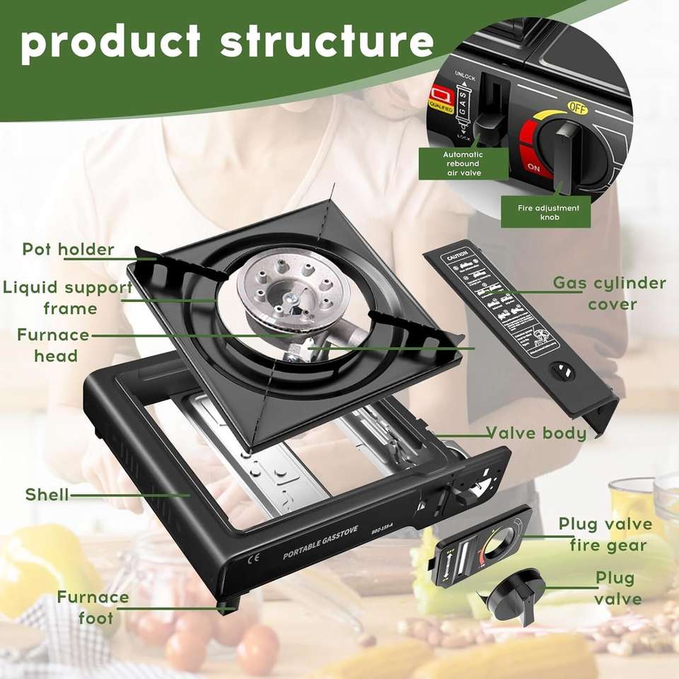 ENMORA Portable Lightweight One Burner Gas Stove ASQ6 Stainless Steel ...
