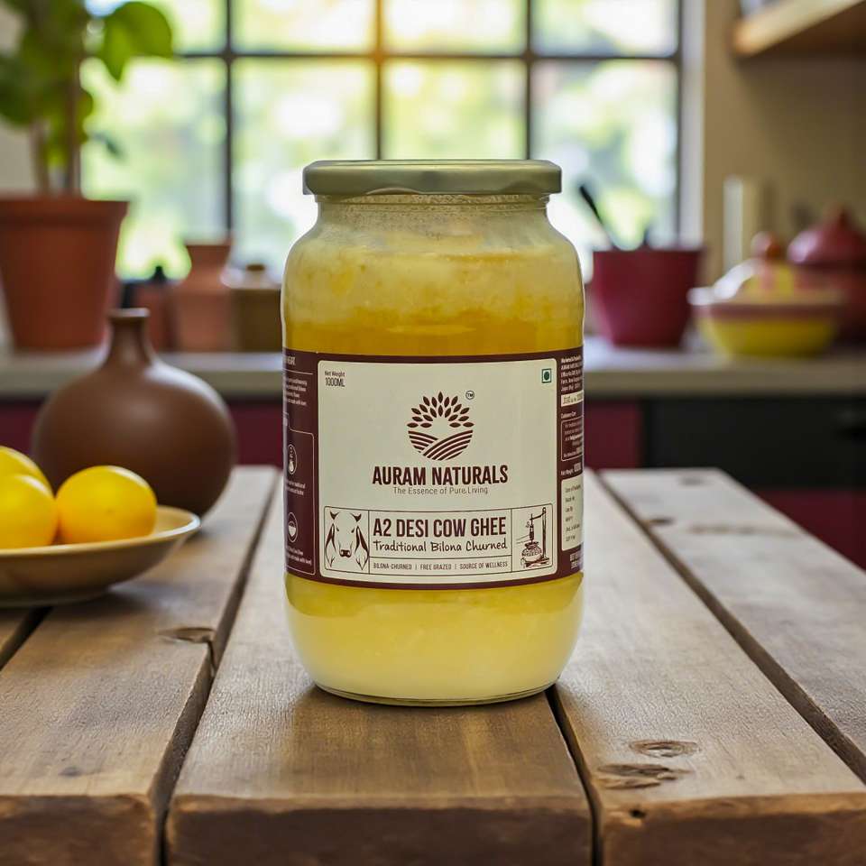 Auram Naturals Premium A2 Desi Cow Ghee | Pure & Handmade | Ghee Glass ...