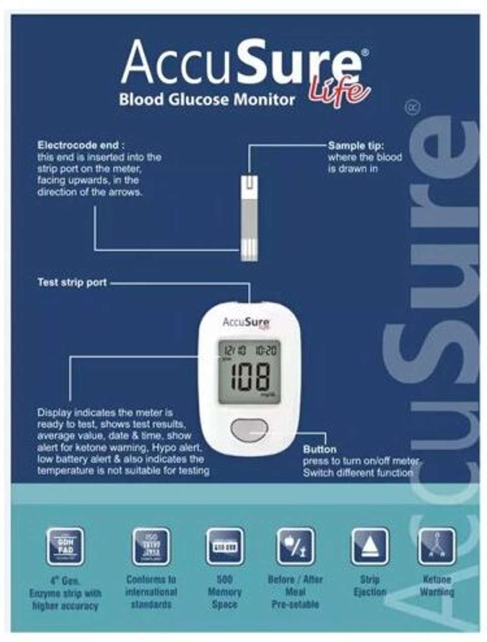 AccuSure LIFE 50 STRIPS 50 Glucometer Strips Price in India - Buy ...