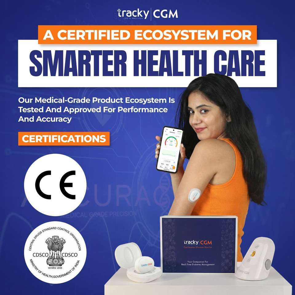 Tracky CGM Continuous Glucose Monitor New User Kit For real-time Blood ...