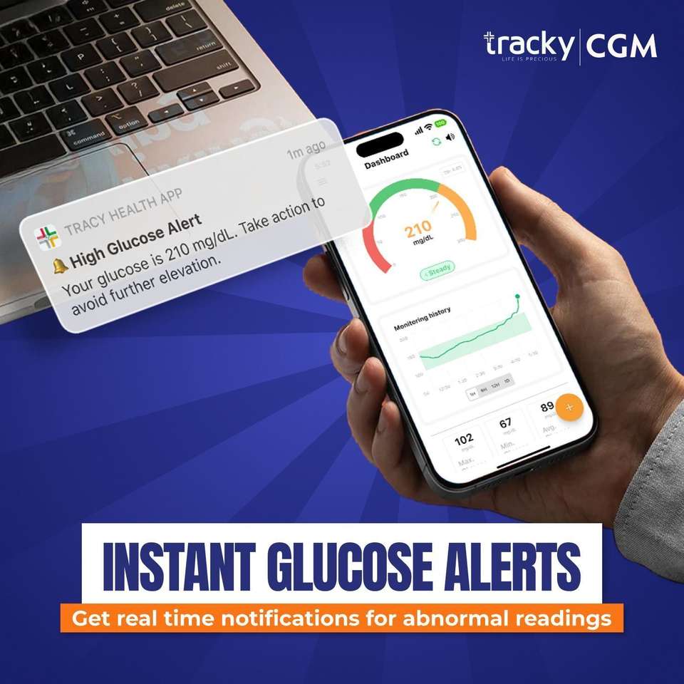 Tracky CGM Continuous Glucose Monitor New User Kit For real-time Blood ...