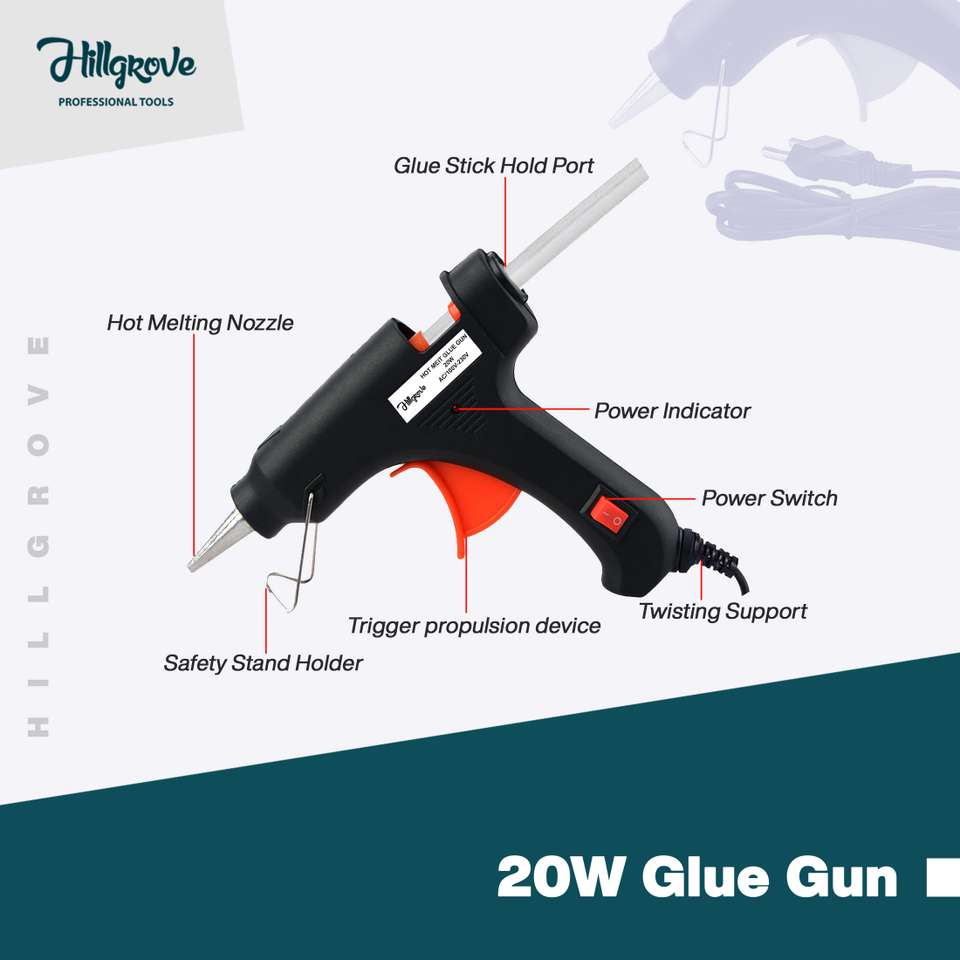 Hillgrove HGCM1369M1 12in1 Mini Hot Glue Gun 20W Small Glu Gum Machine ...