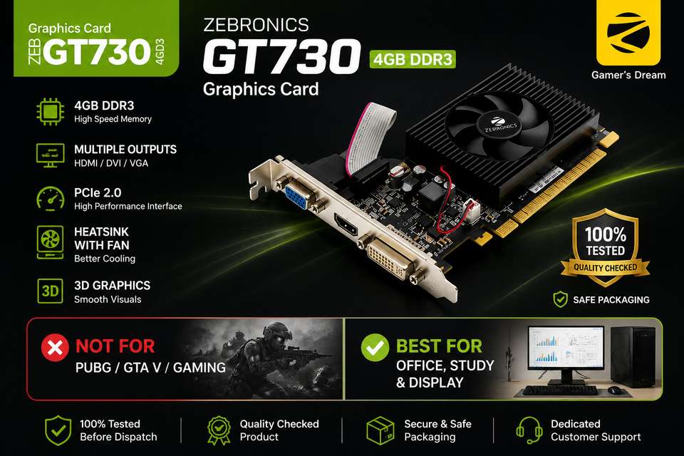 AARVEX GT 730 4GB GDDR3 GPU DDR3 4 GB NVIDIA Chipset 64 bit 1800 MHz ...