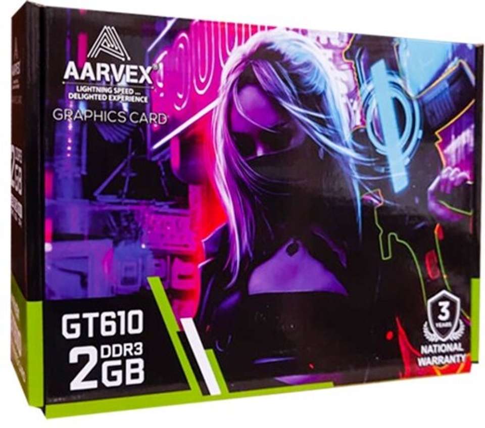 AARVEX Graphic Card GT610 2GB DDR3 DDR3 2 GB NVIDIA Chipset 64 bit 1600 ...