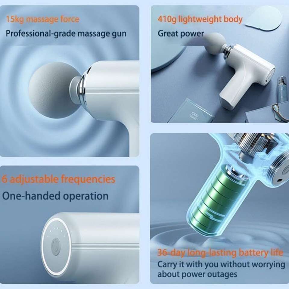 VEENOVA Pain Relief Compact Massage Gun 4 Massage Heads, Rechargable ...