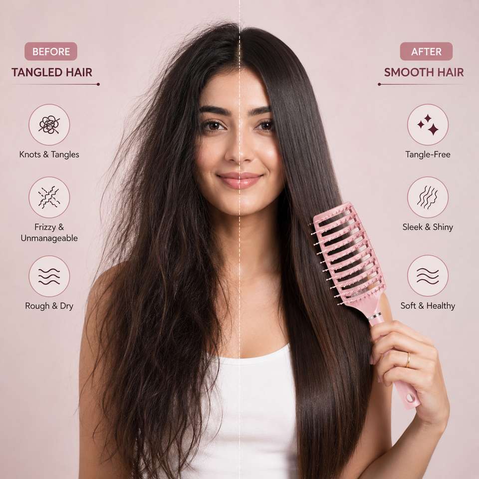 PIRKGLOW Hair Comb for Women | Detangler Hair Brush for Curly Thick ...
