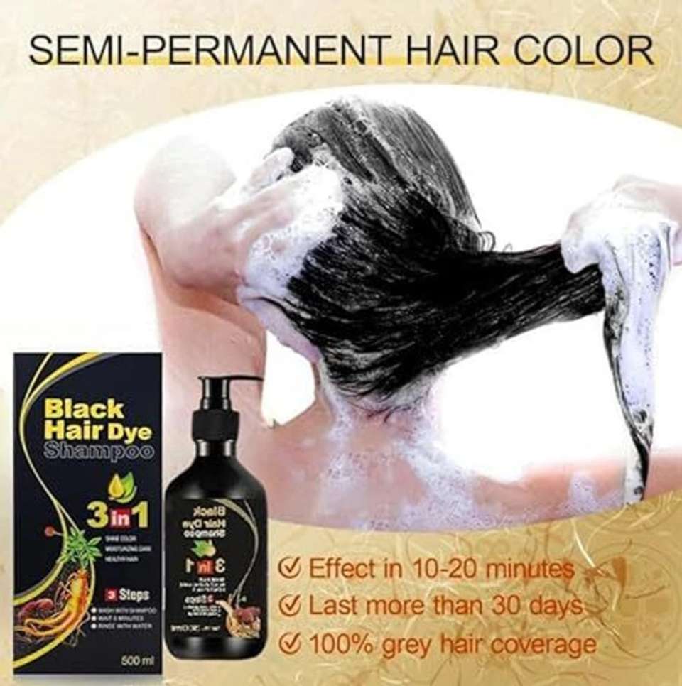 MISS BELLA Black Hair Dye Shampoo 3 in 1 Instant Hair Color Shampoo ...