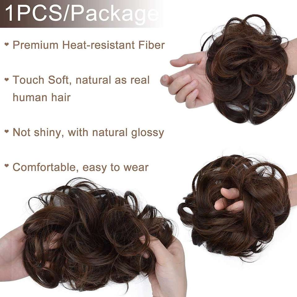 Pinaka Bun Piece Synthetic Extension With Elastic Rubber Band Brown ...