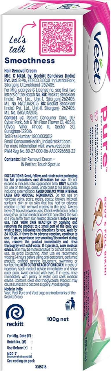 Veet Pure Hair Removal - Normal Skin Cream 100g,Set Of 3 Cream - Price ...
