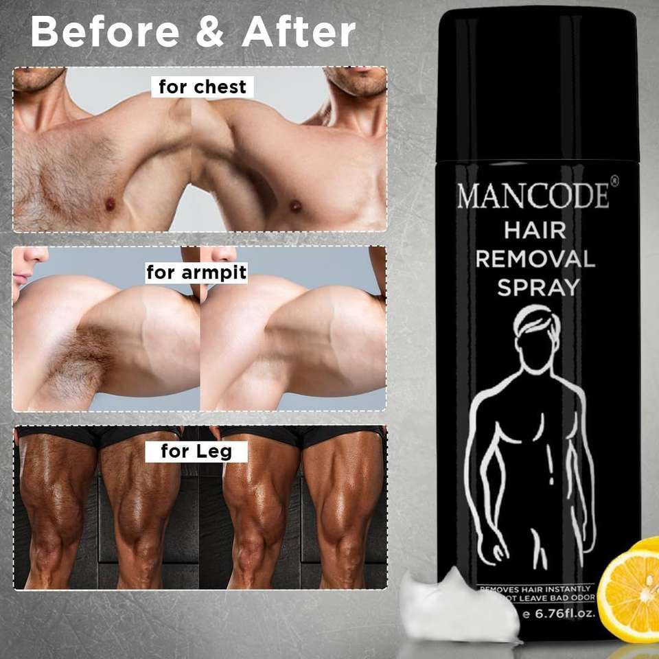 MANCODE Painless Hair Removal Spray Cream for Chest, Back, Legs & Under ...