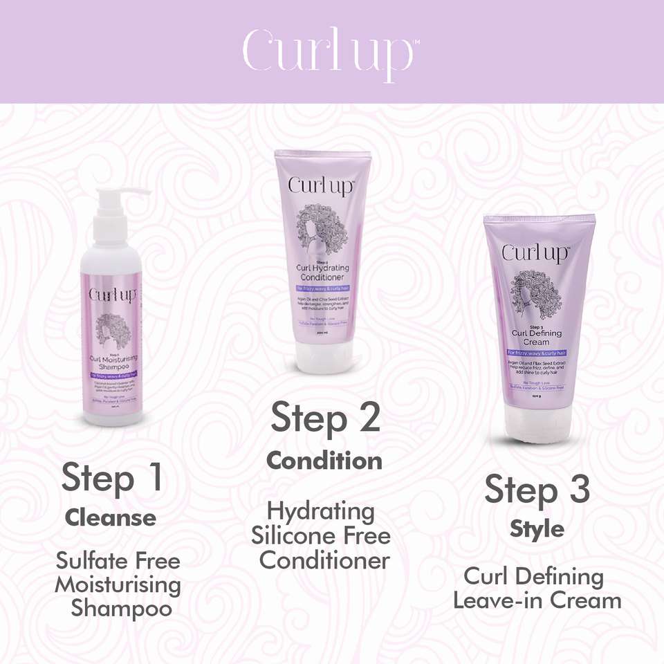 CURL UP Curl Care Bundle with Curly Hair Shampoo, Conditioner & Curl ...