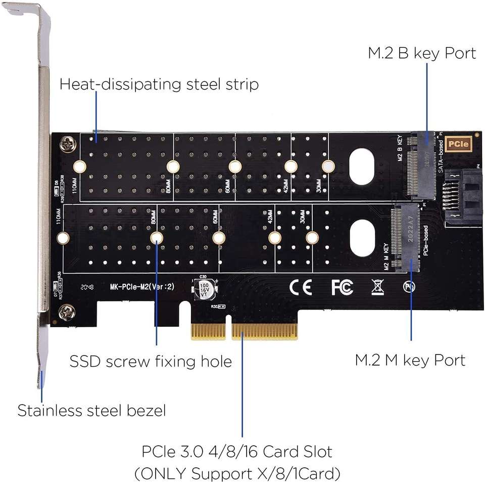 ULTRABYTES M.2 NVME (M Key) & M.2 SATA(B/B+M Key) SSD to PCI-e 3.0 x 4 ...