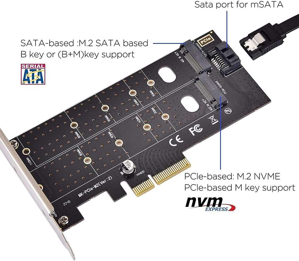 ULTRABYTES M.2 NVME (M Key) & M.2 SATA(B/B+M Key) SSD to PCI-e 3.0 x 4 ...