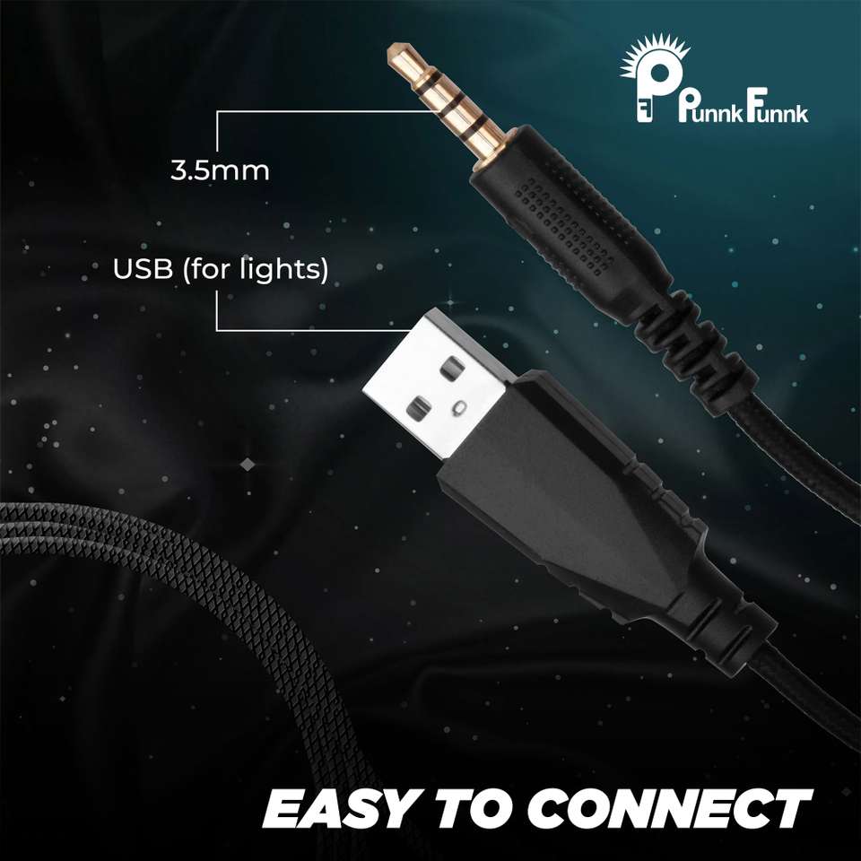 PunnkFunnk Gaming Headphones with 50mm Driver Surround Sound ...