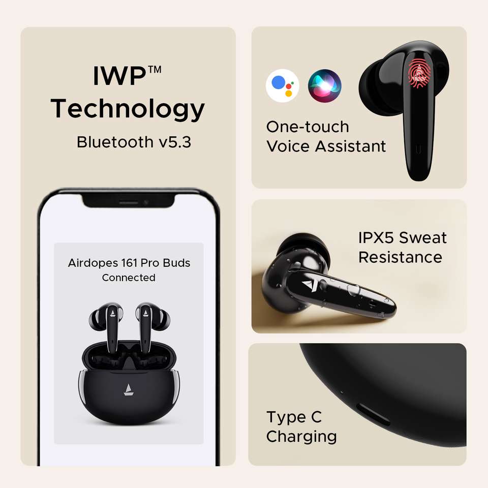 boAt Airdopes 161 Pro-Buds w/ ASAP Charge, Multi-Point Connectivity ...
