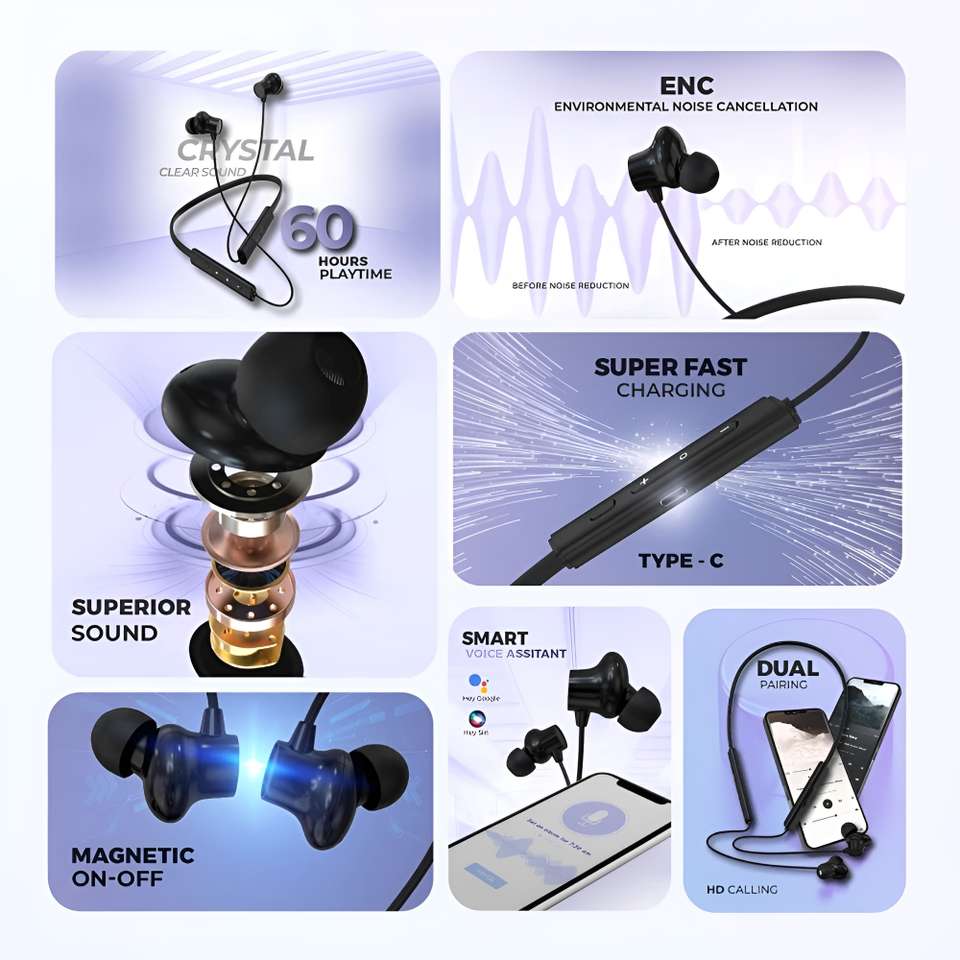 TOCSIN Buds Wireless 3 Neo - 60H Playtime* ENC, Magnetic On/Off ...