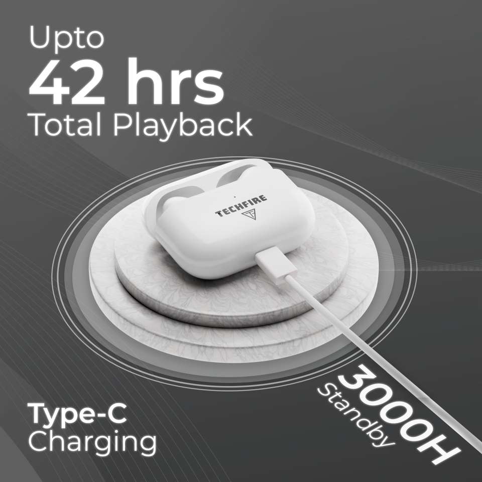 TECHFIRE BoomBuds TWS Earbuds with 100 HRS Playtime,(50ms Low Latency ...