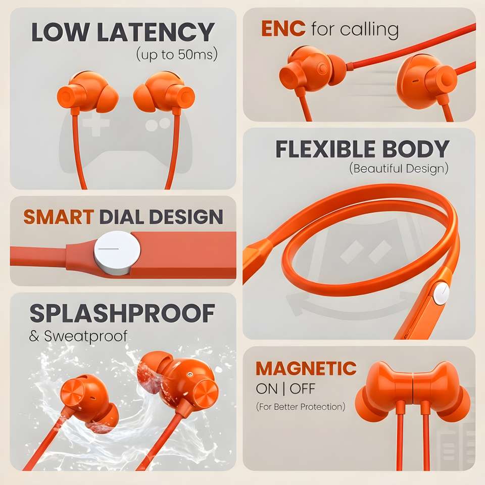 GDS Slim Neckband, ENC Support, Smart Dial Controller, 48Hrs Battery ...