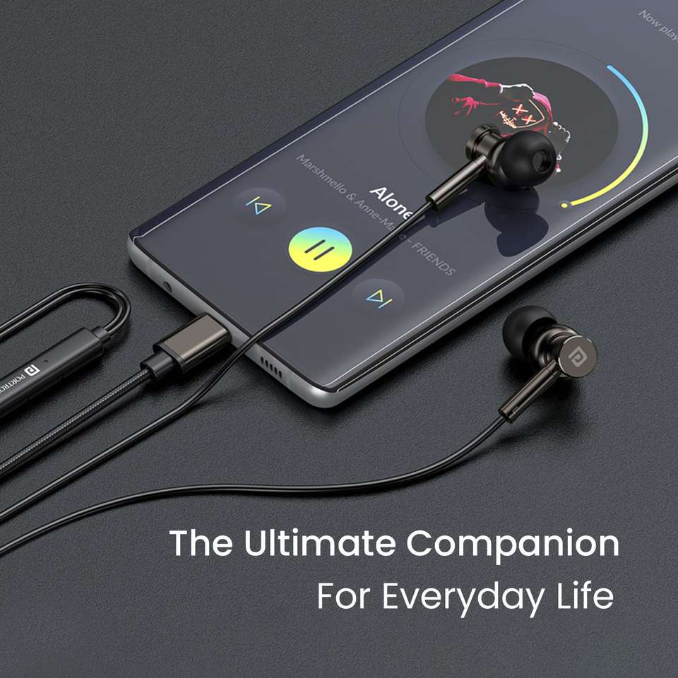 Portronics Tune C Type C Earphone with mic, In-Line Controls, 1.2M ...