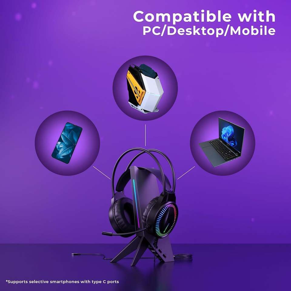ZEBRONICS Zeb-Blitz C Dolby Atmos Premium Headphone, Flexible Mic,Type ...