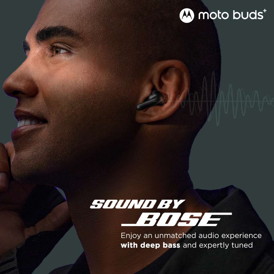moto buds+|Sound by Bose, Dual Dynamic Drivers, 48dB ANC, Dolby Head ...