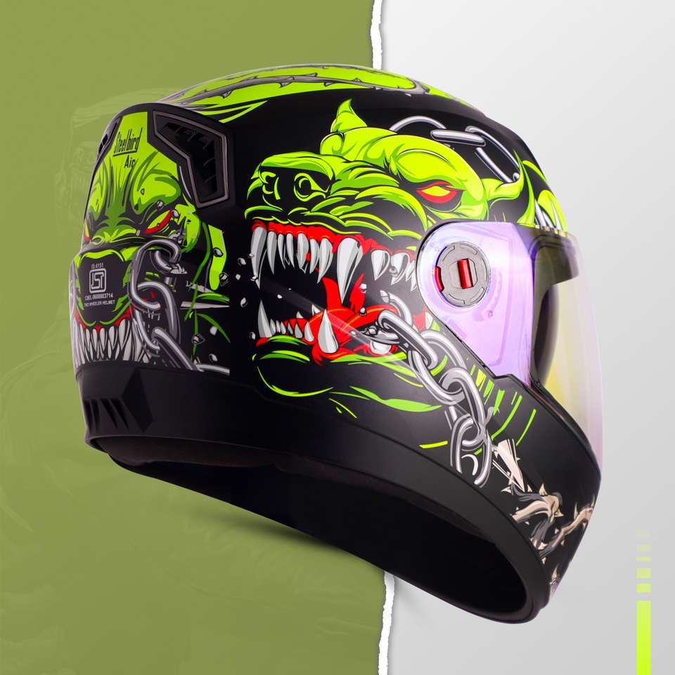 Steelbird -1 Angry Dog ISI Certified Full Face Graphic Helmet with ...