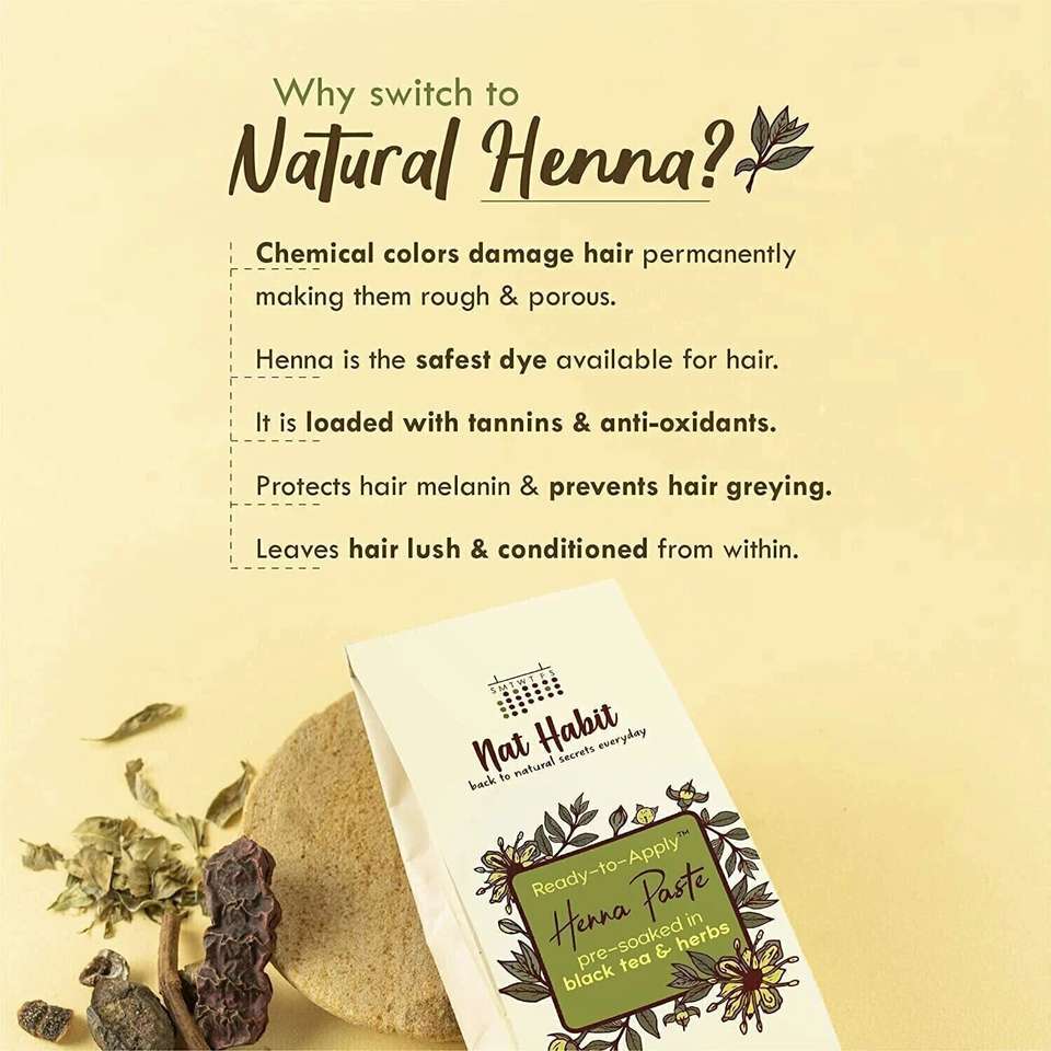 Nat Habit Ready to Apply Henna Paste,Organic,Mehandi Hair Color for ...