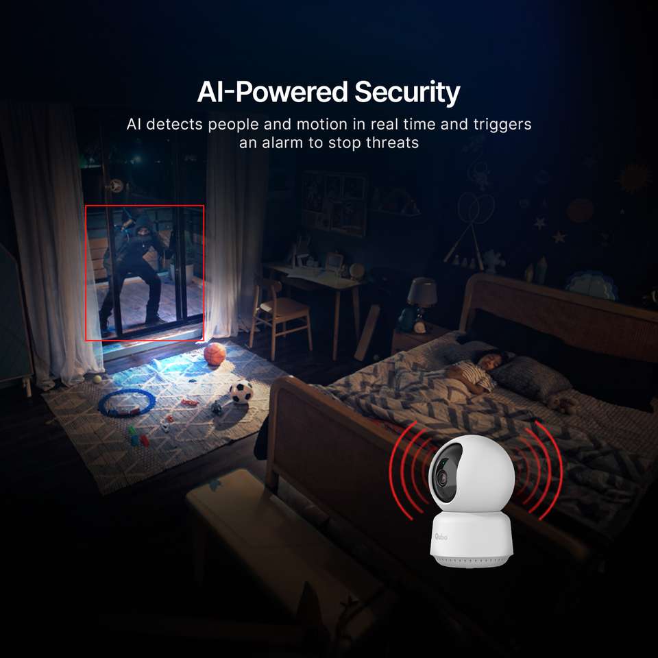 Qubo Smart 360 degree 2K|3MP(2026 Edition)|AI App Alerts|Alarm|Cloud+SD ...