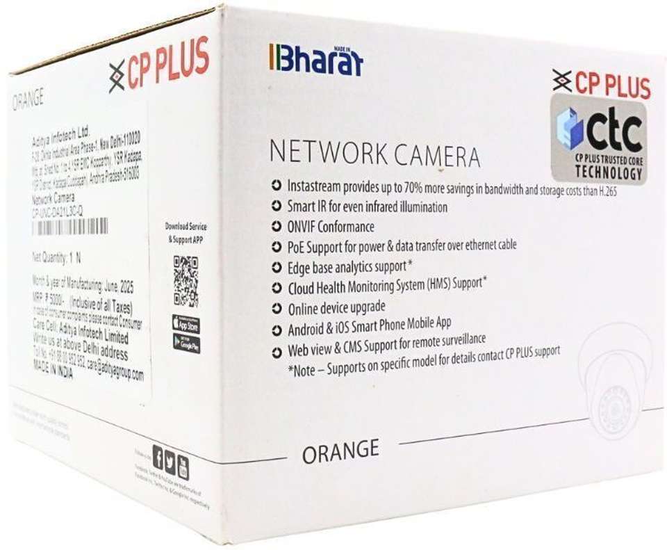 CP PLUS 2MP Network IR Dome Camera - 30Mtr.(CP-UNC-DA21L3C-Q) Security ...